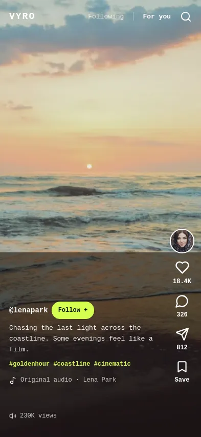 VYRO Social Video App