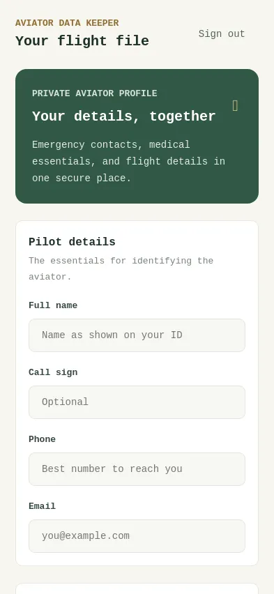 Aviator Data Keeper