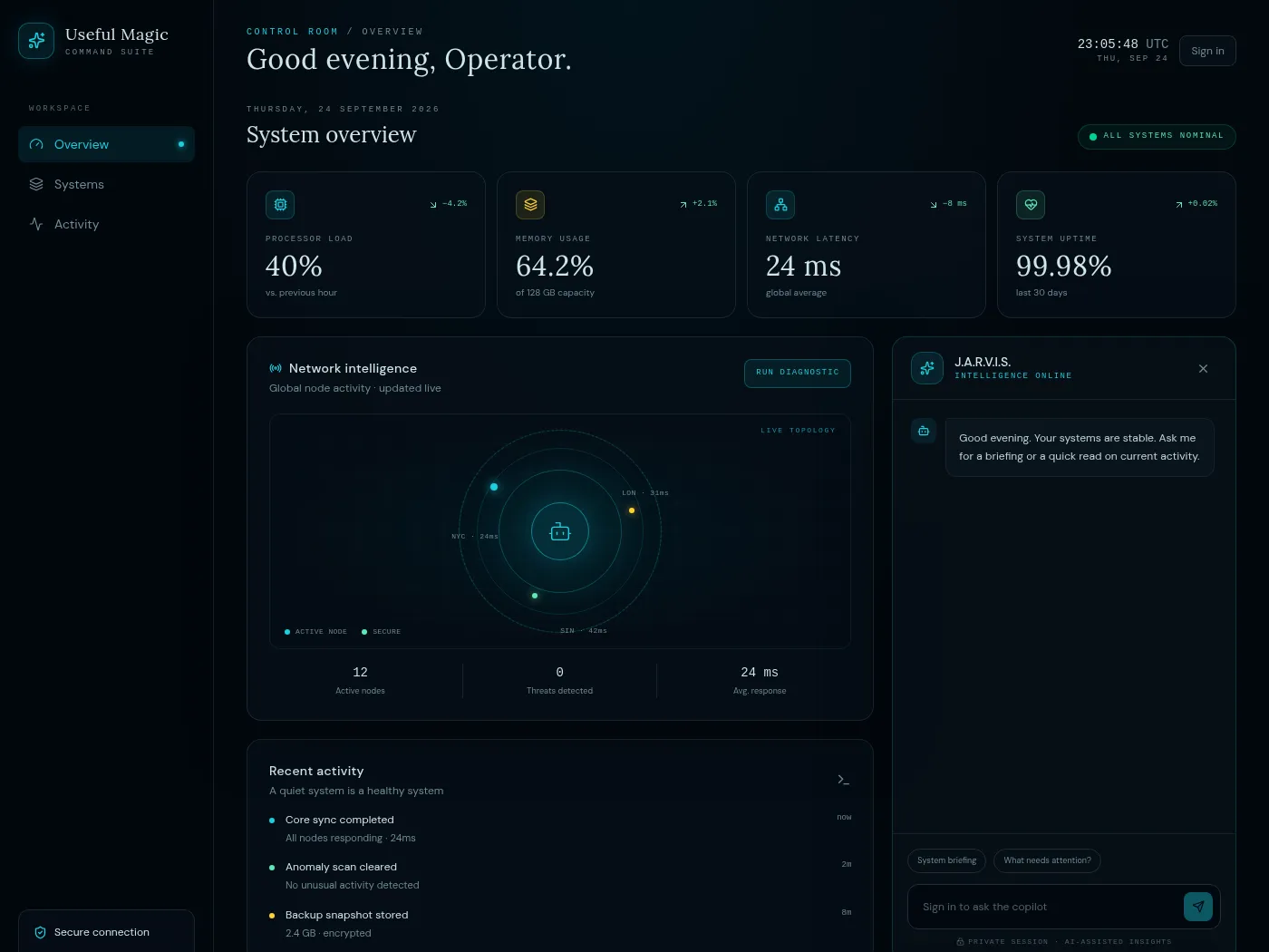 Jarvis Magic Dashboard