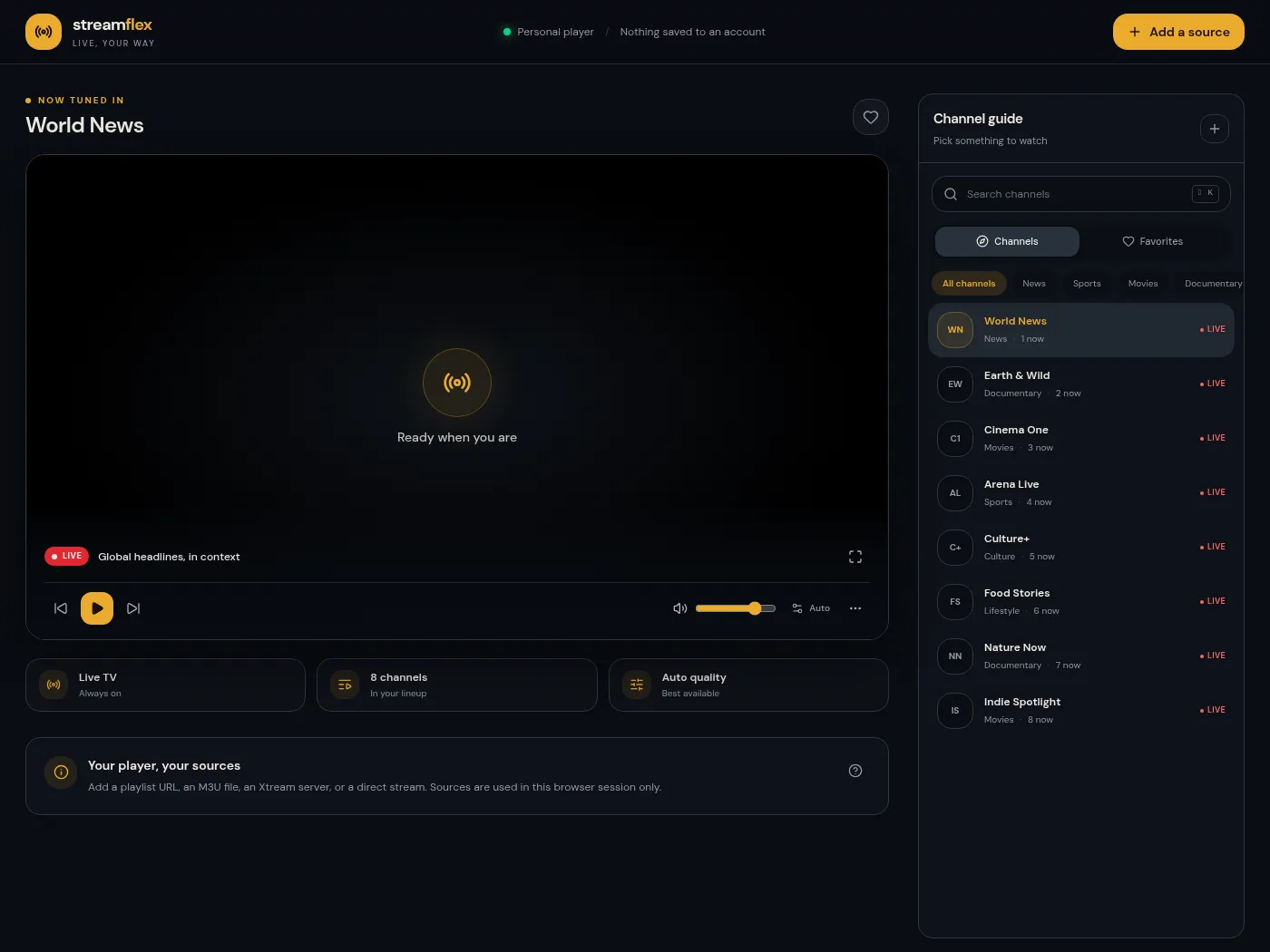StreamFlex IPTV Player