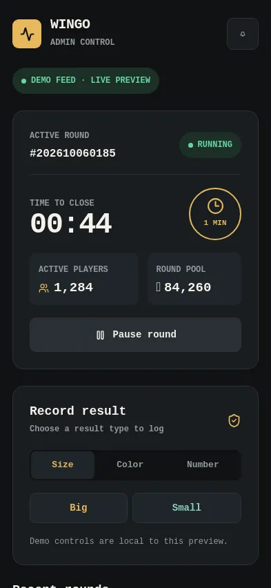 Wingo Admin Control App