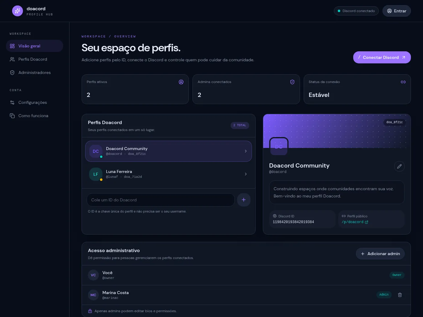 Doacord Profile Hub