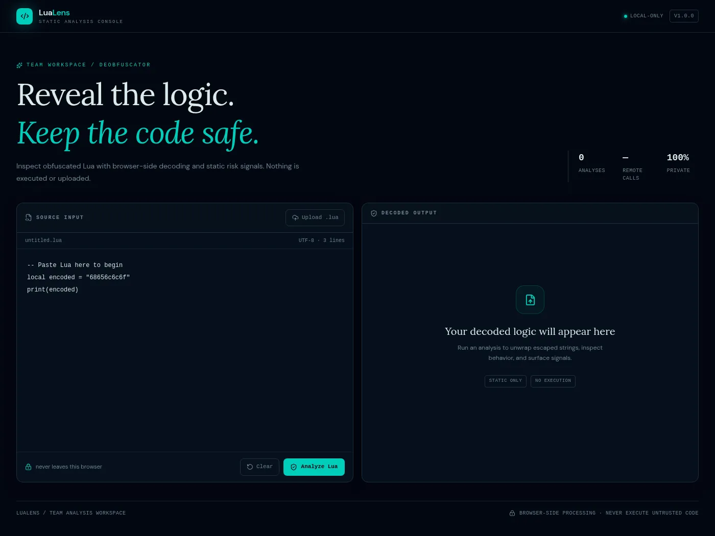 Lua Deobfuscator Web Tool