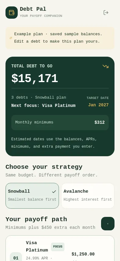 Debt Pal: Payoff Planner