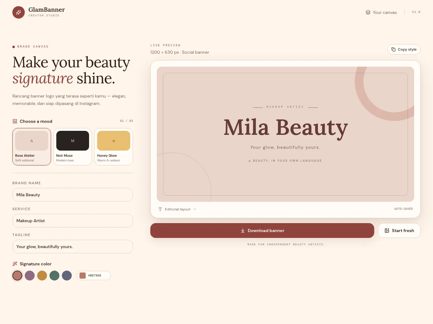 GlamBanner Creator