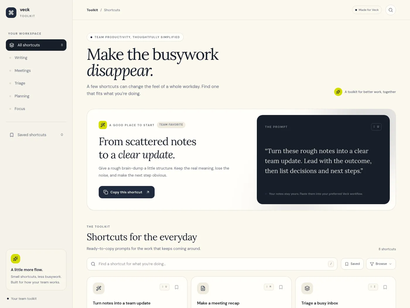 Veck Productivity Toolkit