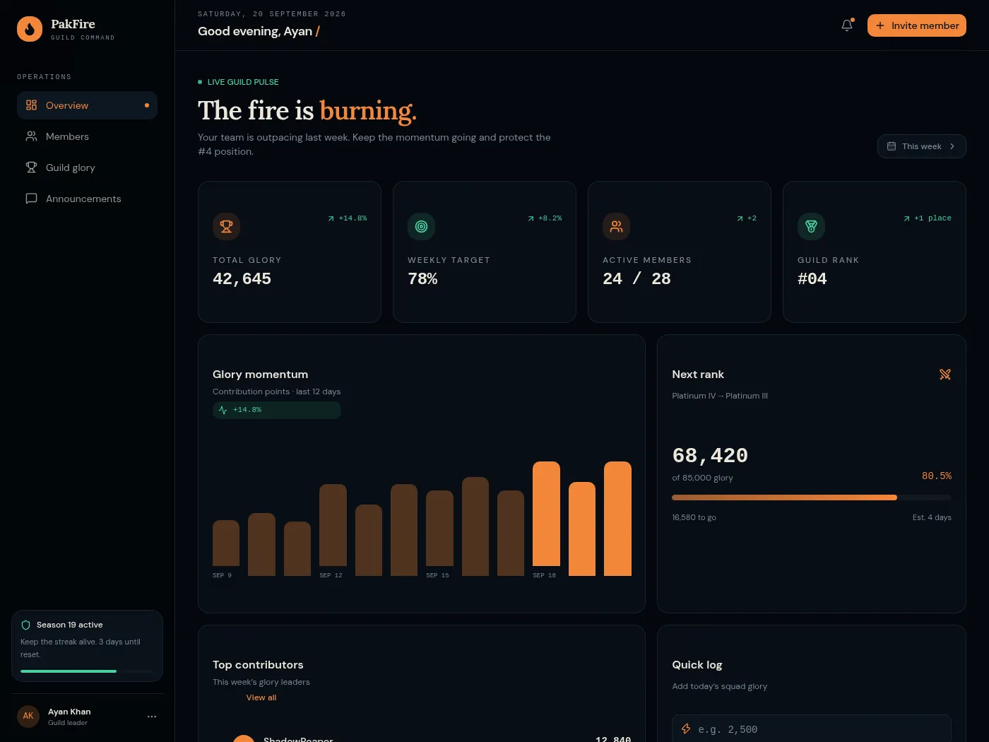 PakFire Guild Tracker