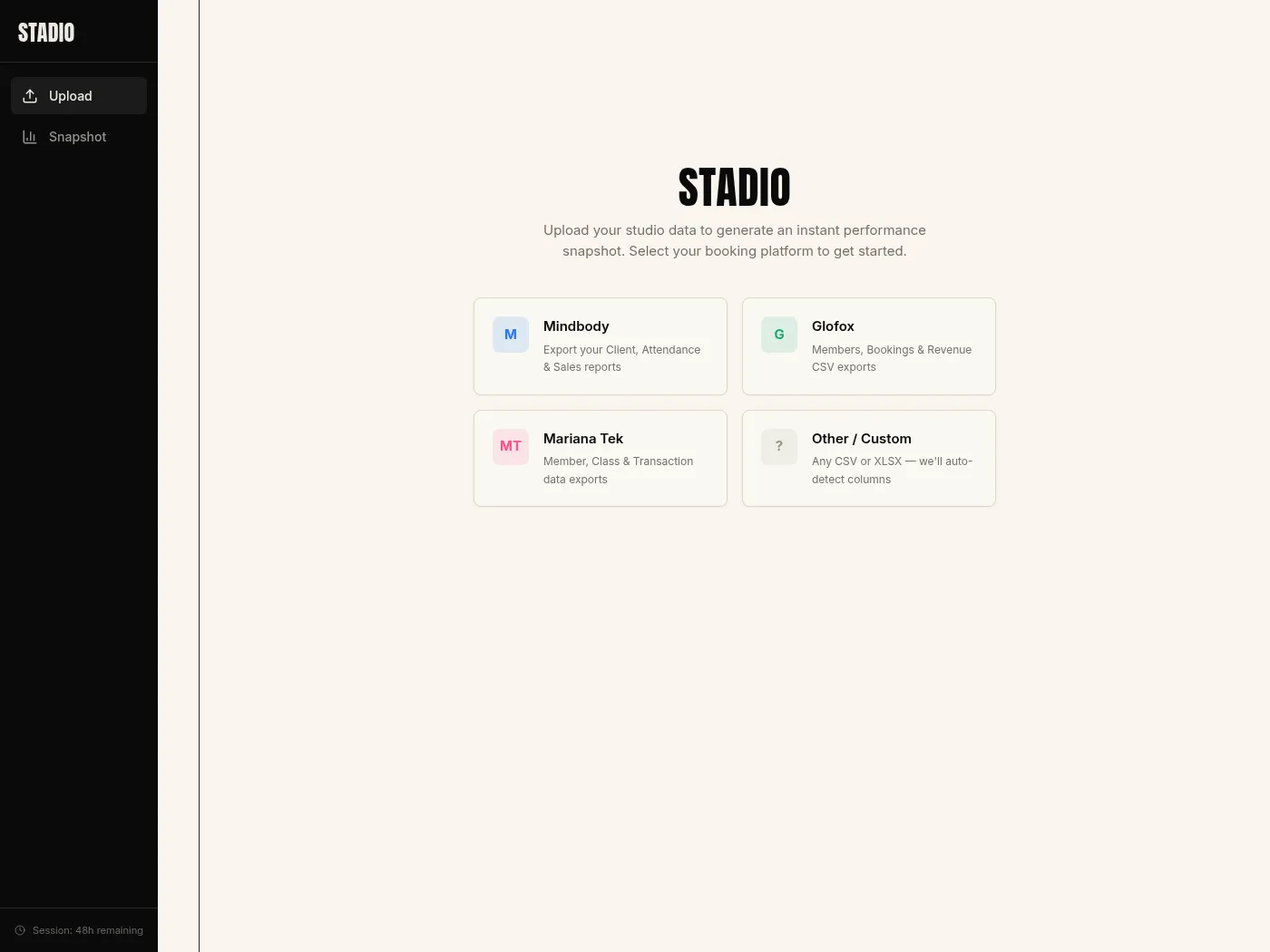 Stadio Upload & Snapshot