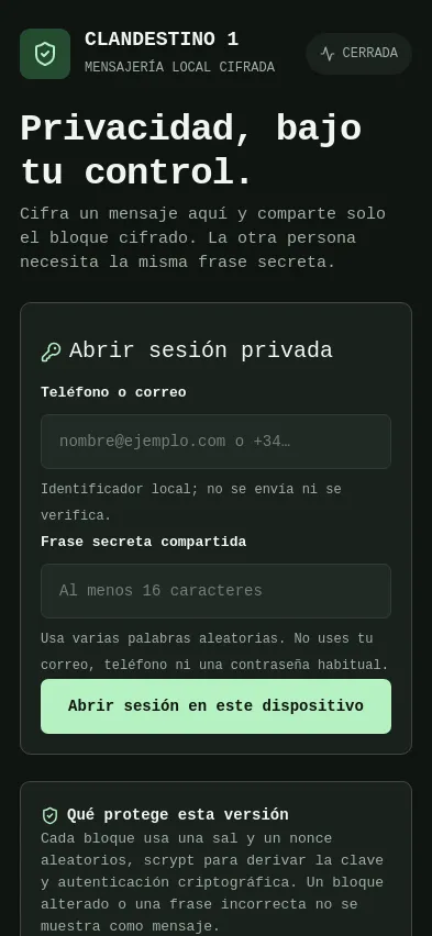 Clandestino Secure Chat Apps