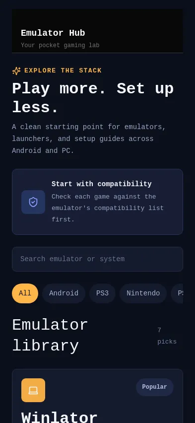 Emulator Hub Mobile