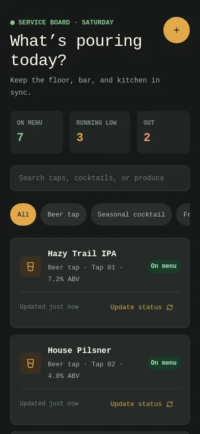 Tap Menu Manager
