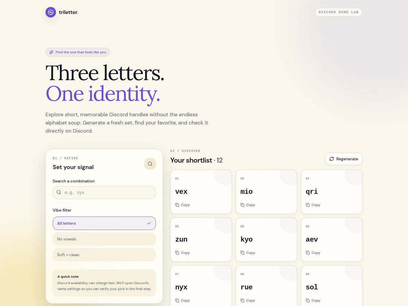 Discord 3-Letter Finder