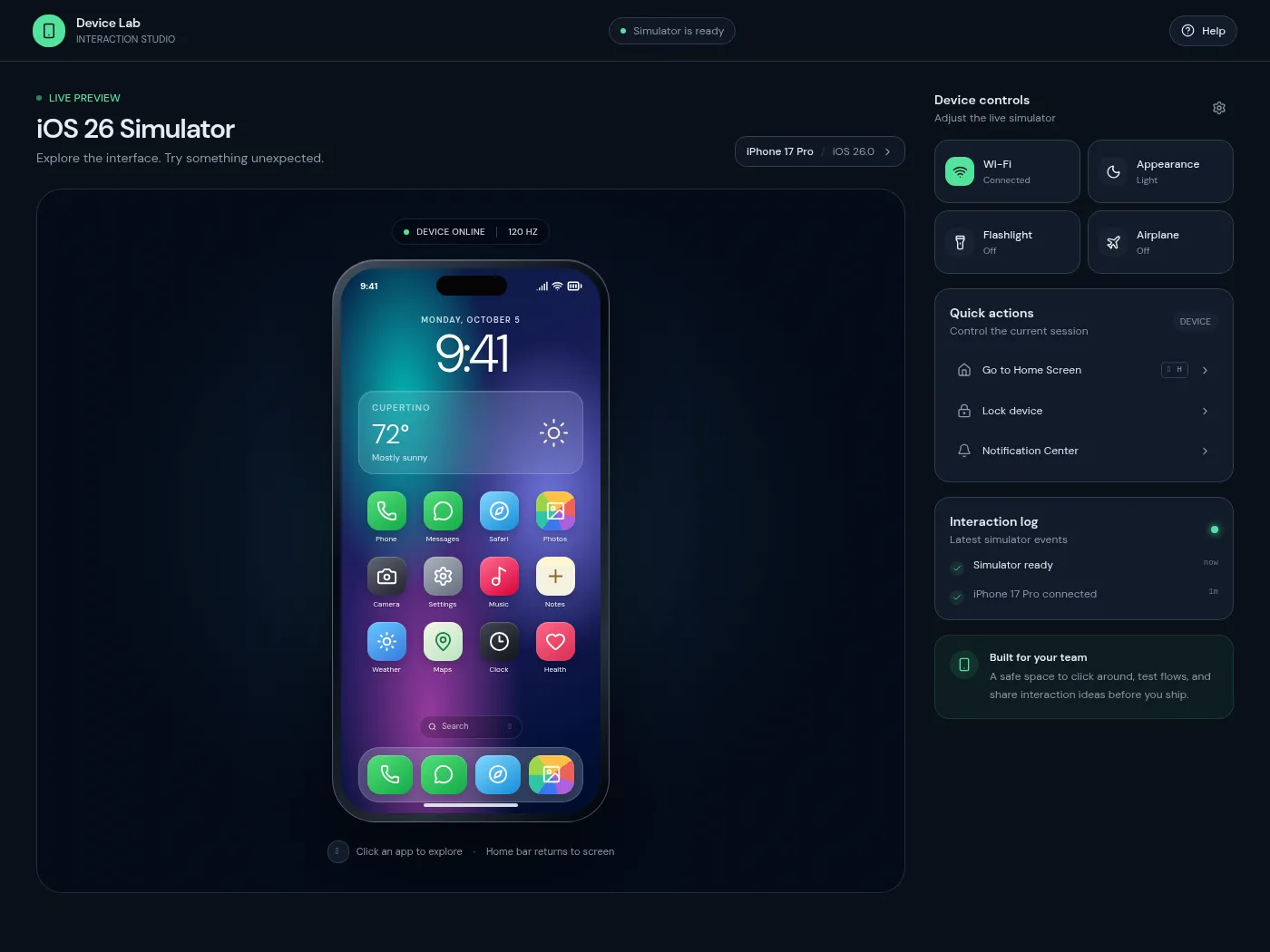 iOS 26 UI Simulator