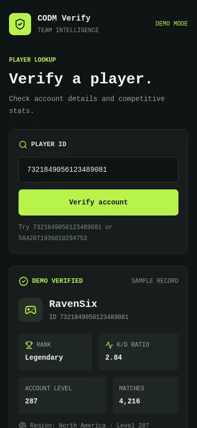 CODM Verify Mobile
