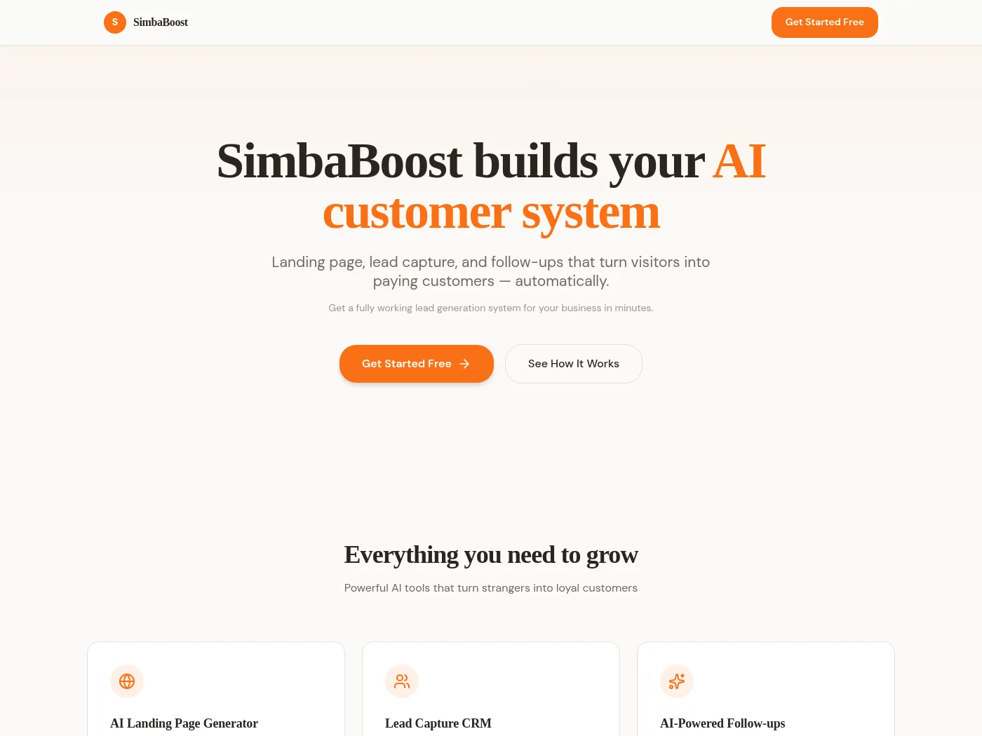 SimbaBoost AI Customer System
