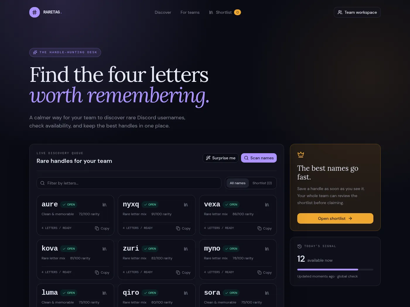 Rare Discord Name Finder