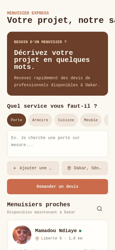 Menuisier Express Sénégal