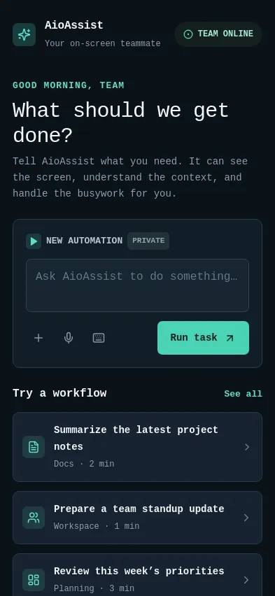 AioAssist Mobile Agent