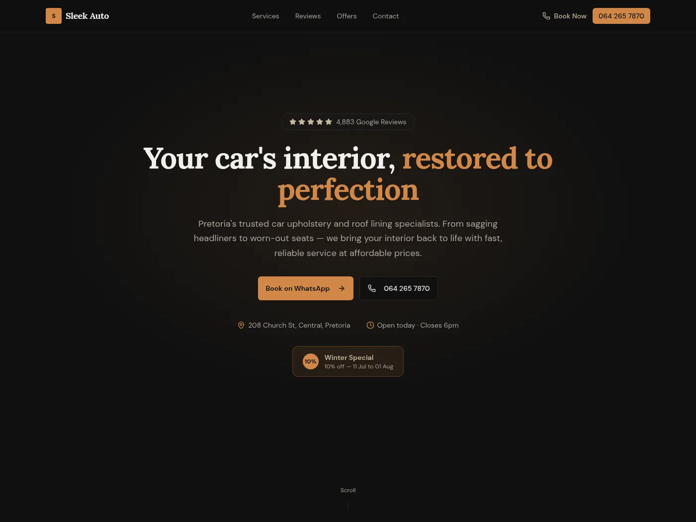 Sleek Auto Upholstery Site