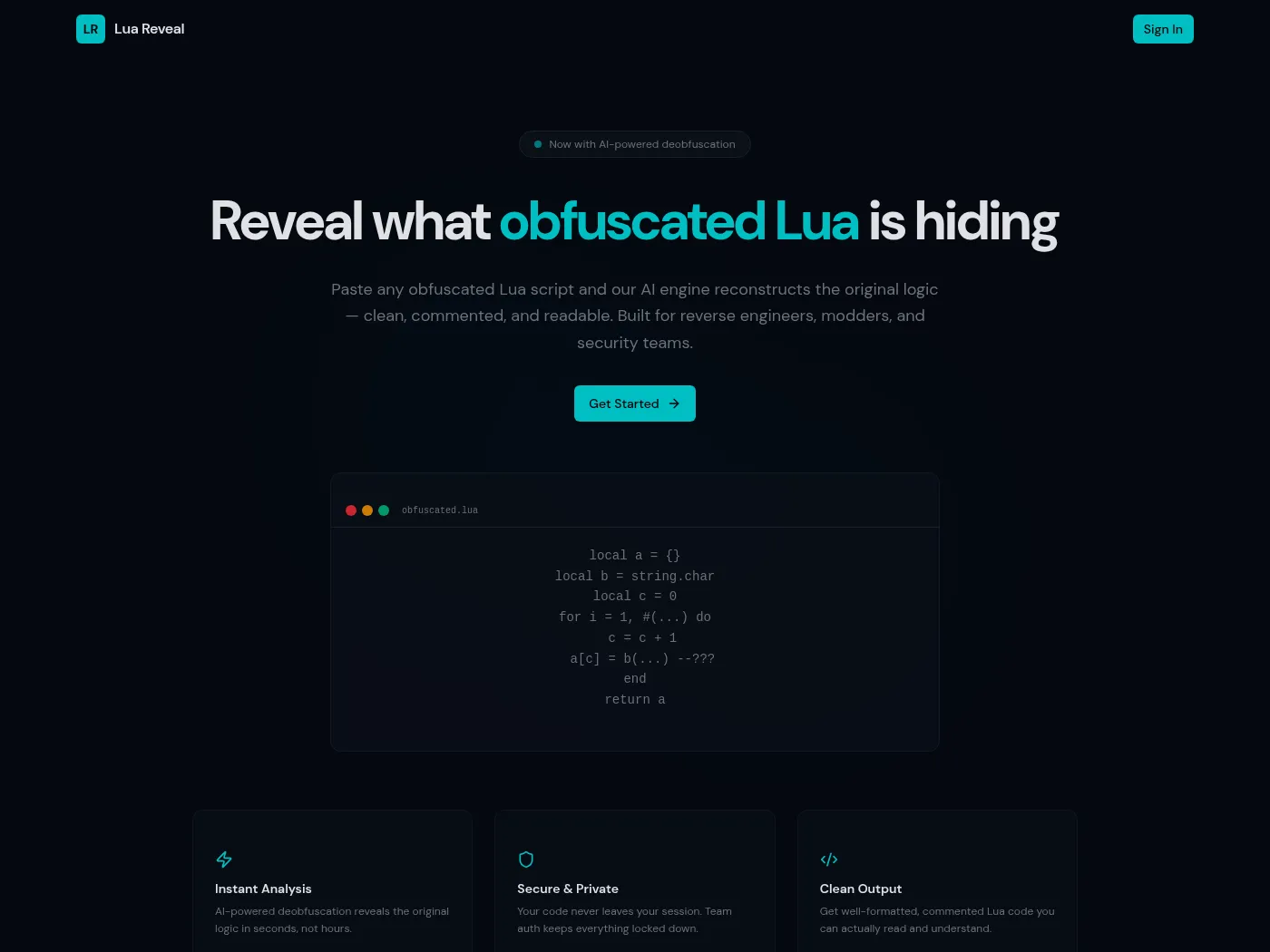 Lua Reveal Platform