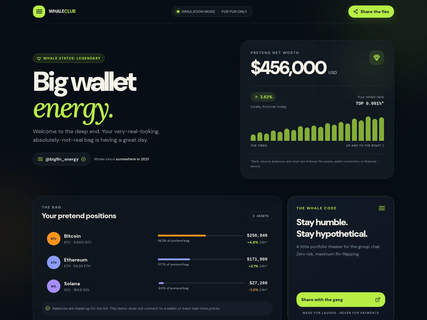 Whale Wallet Simulator