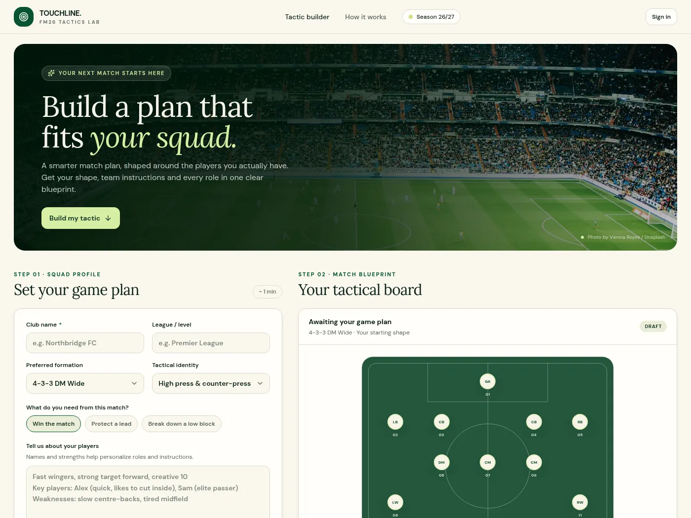 AI FM26 Tactics Builder