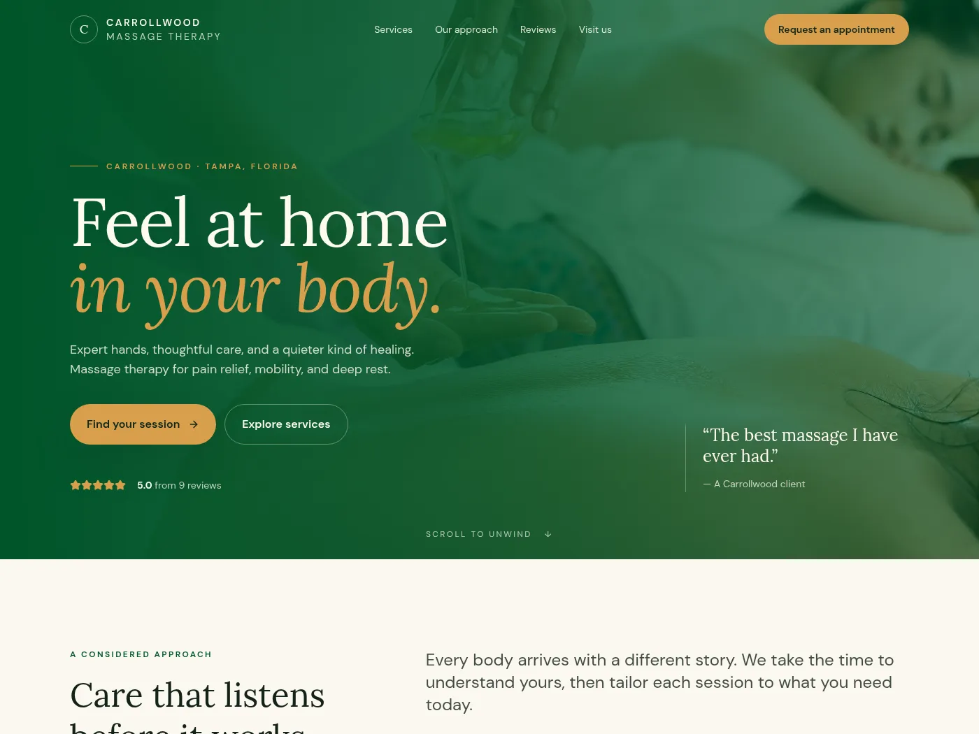 Carrollwood Massage Website