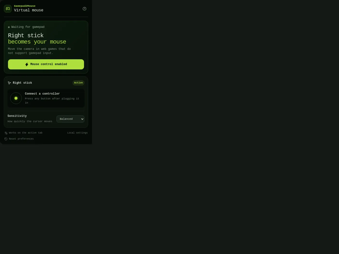 Gamepad2Mouse Chrome Extension
