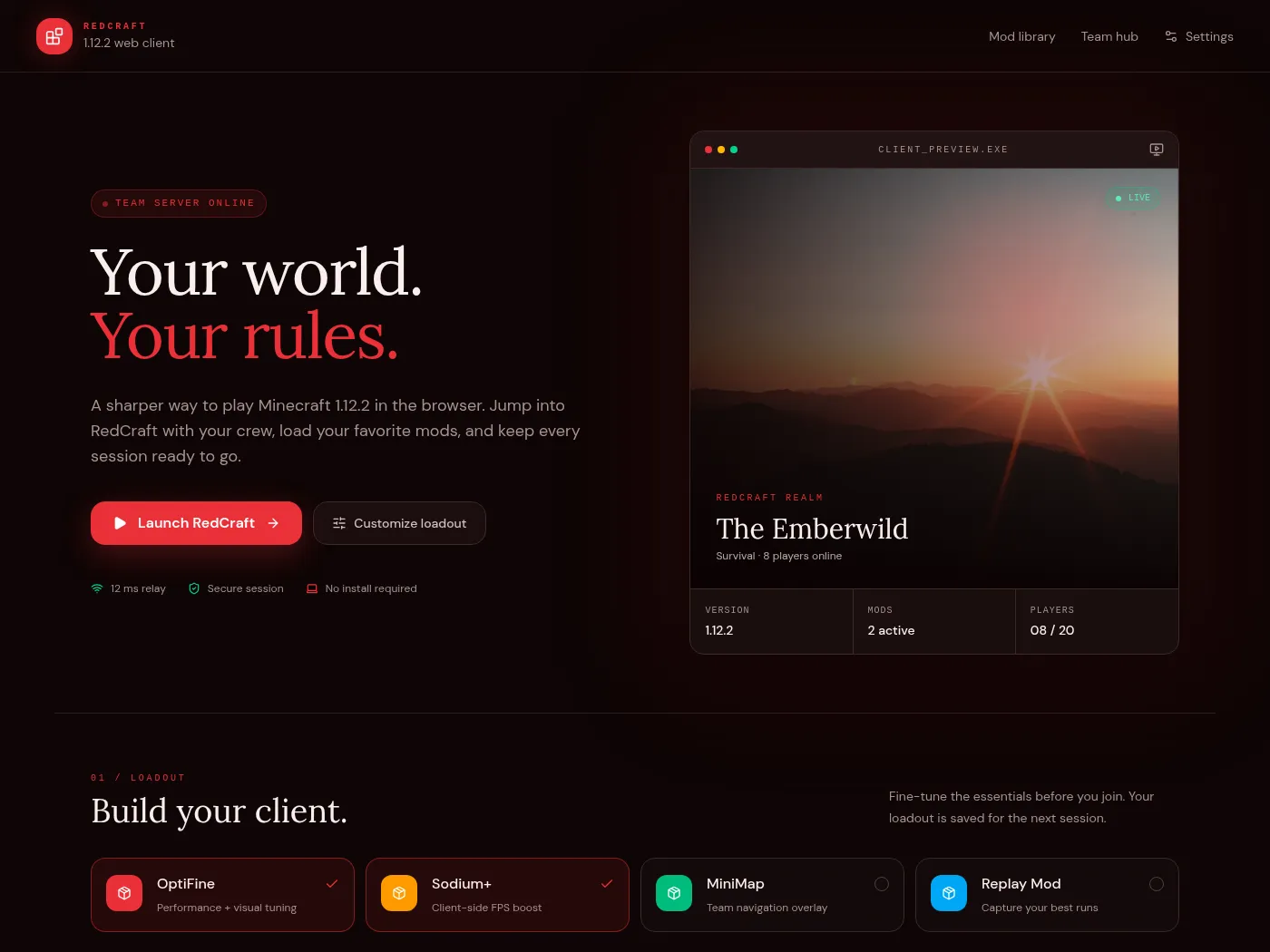 RedCraft Web Client