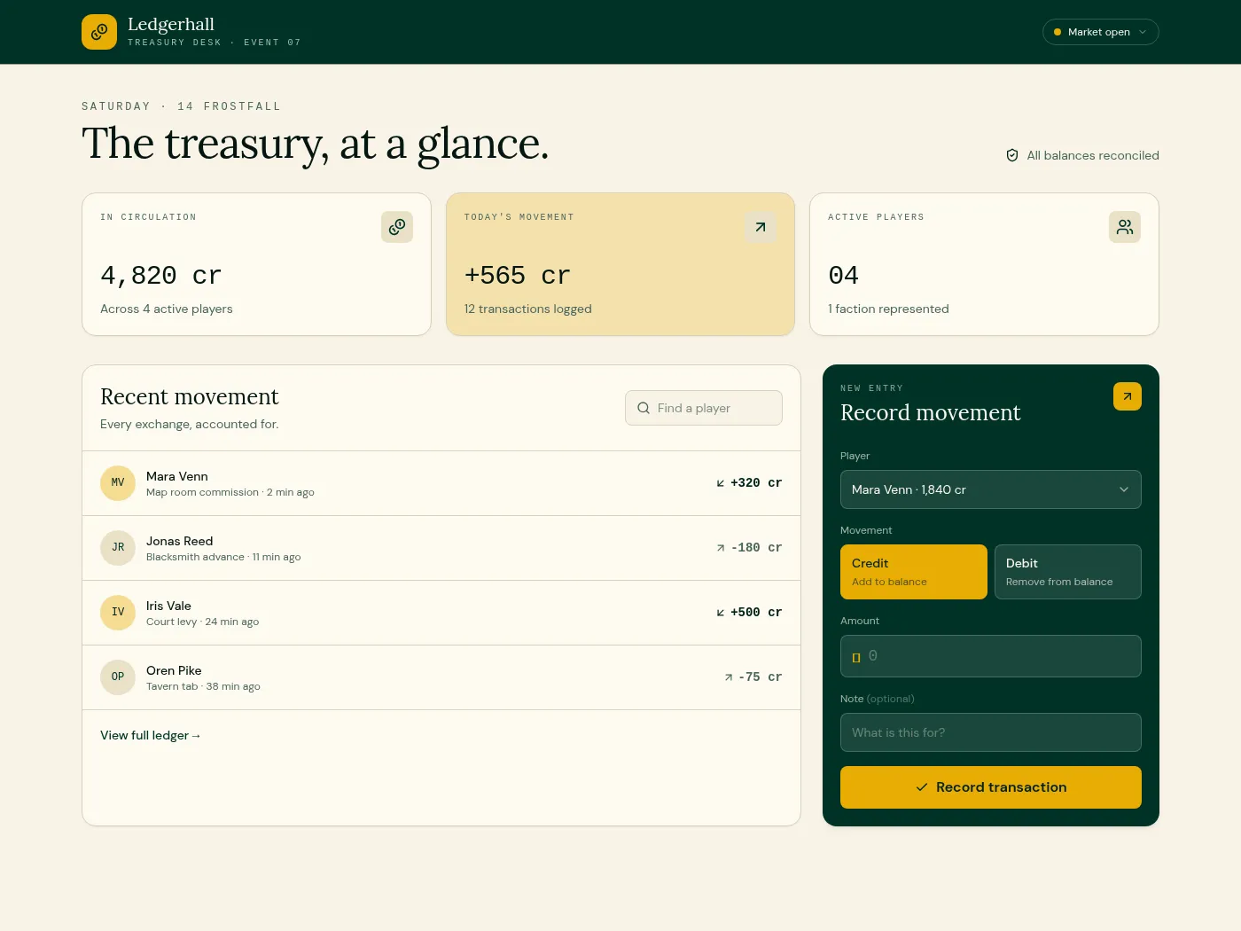 LARP Bank Manager