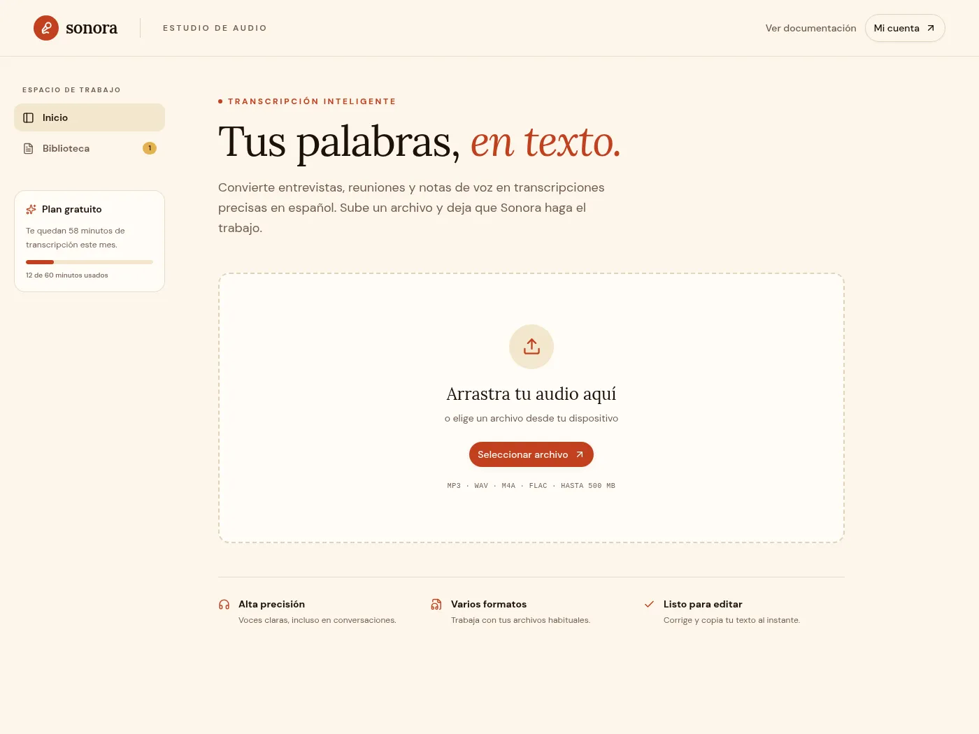 Sonix IA Clon Español