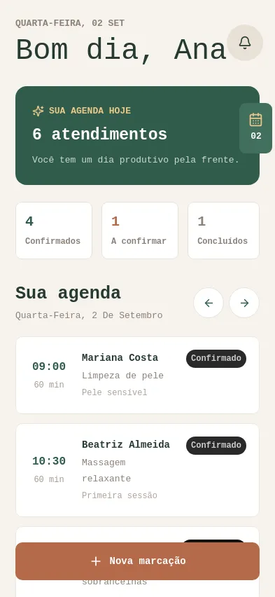 Estética Agenda Mobile