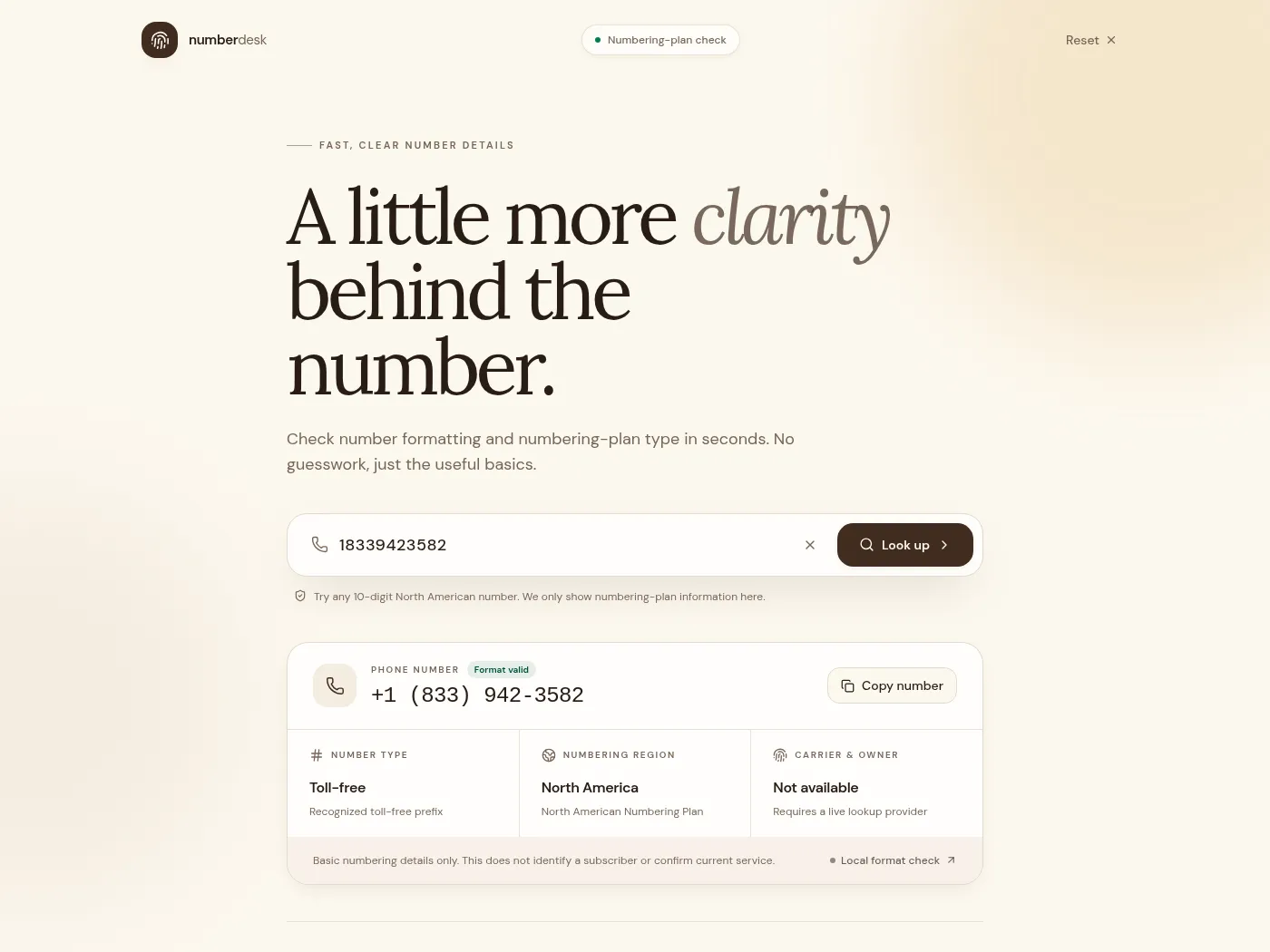 Number Lookup Tool