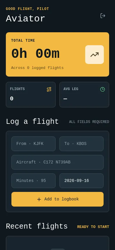 Aviator Flight Logger