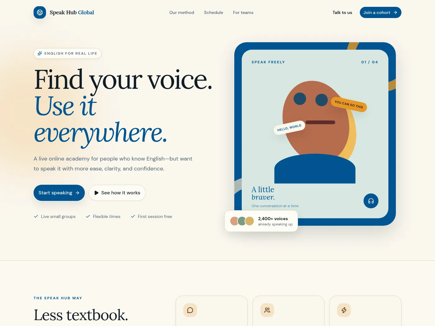 Speak Hub Global Landing