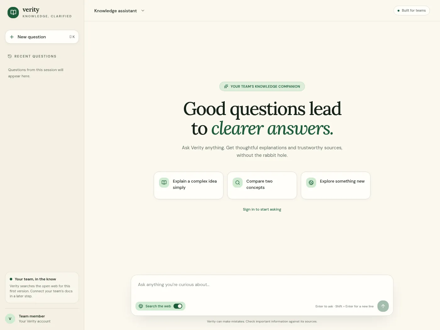 Verity AI Knowledge Assistant