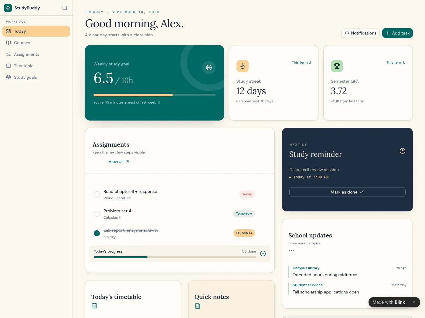 StudyBuddy Dashboard