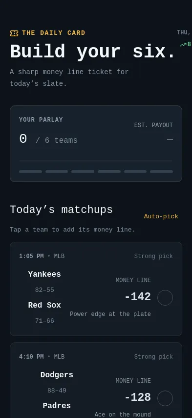 MLB Parlay Picker