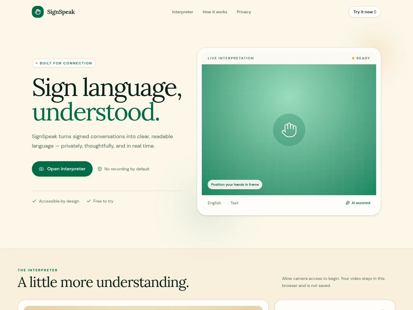 SignSpeak Web Interpreter