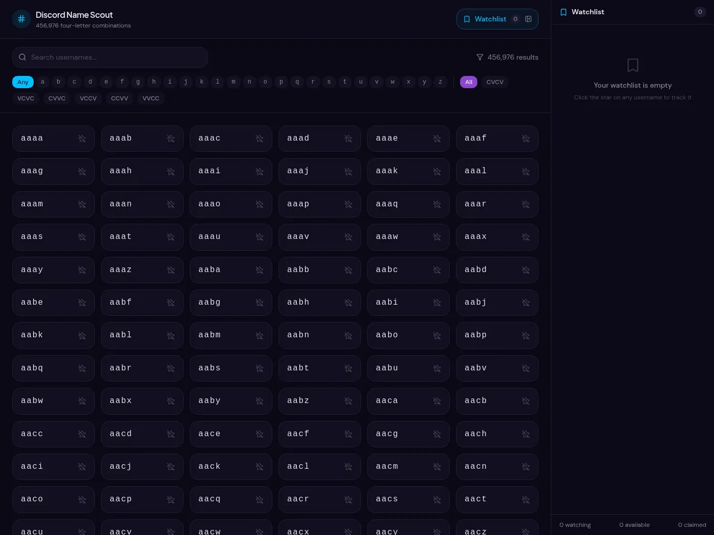 Discord Name Scout