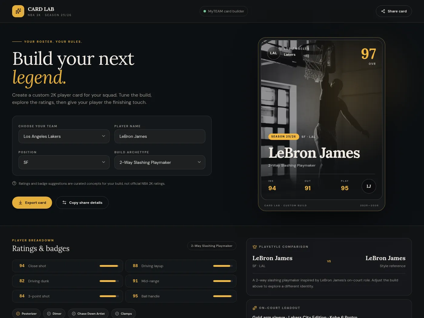 NBA 2K Card Creator