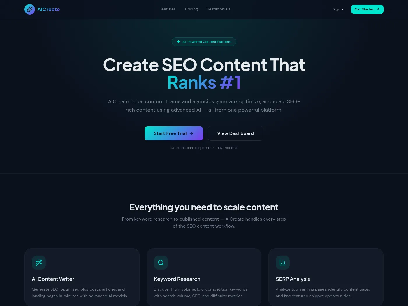 AICreate SEO Platform