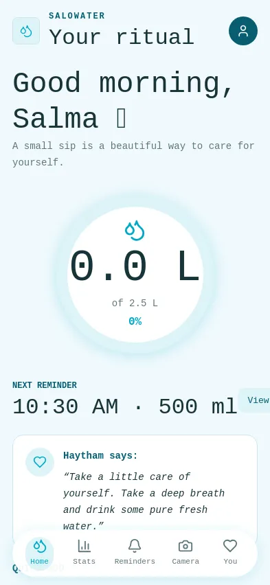 Salowater Hydration Ritual App