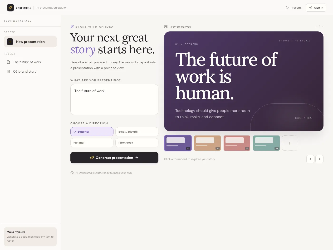 AI Canva Presenter