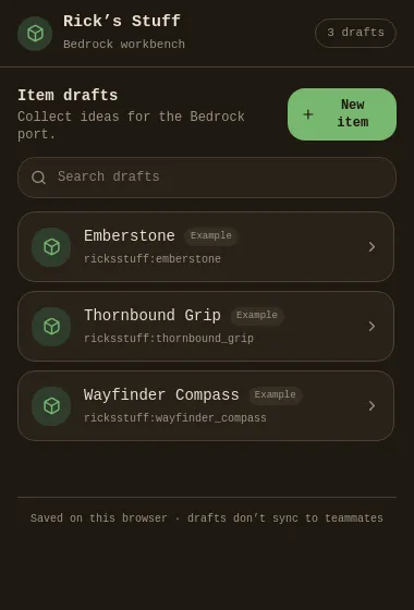 Rick's Stuff Bedrock Port
