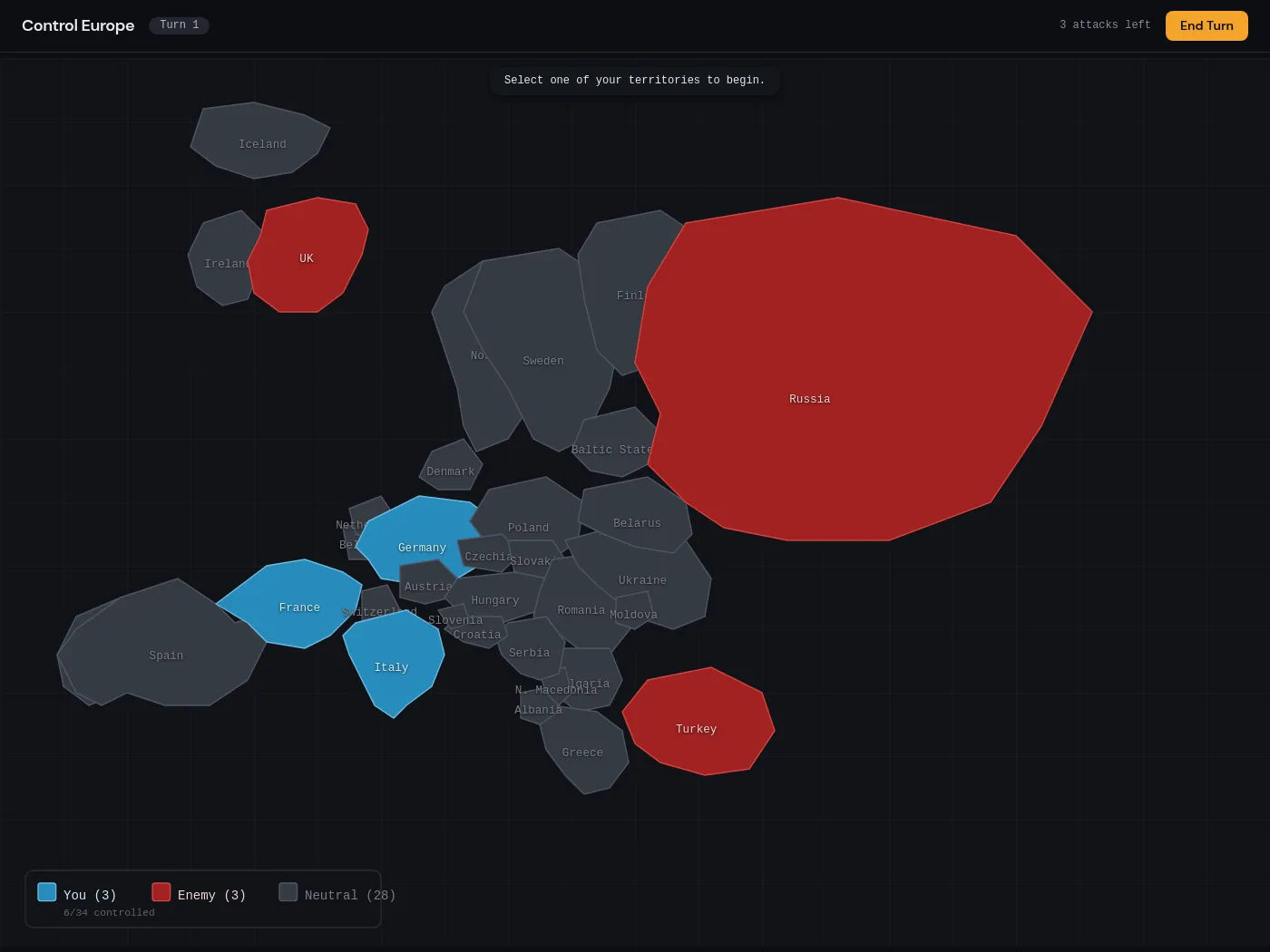 Europe Control Game