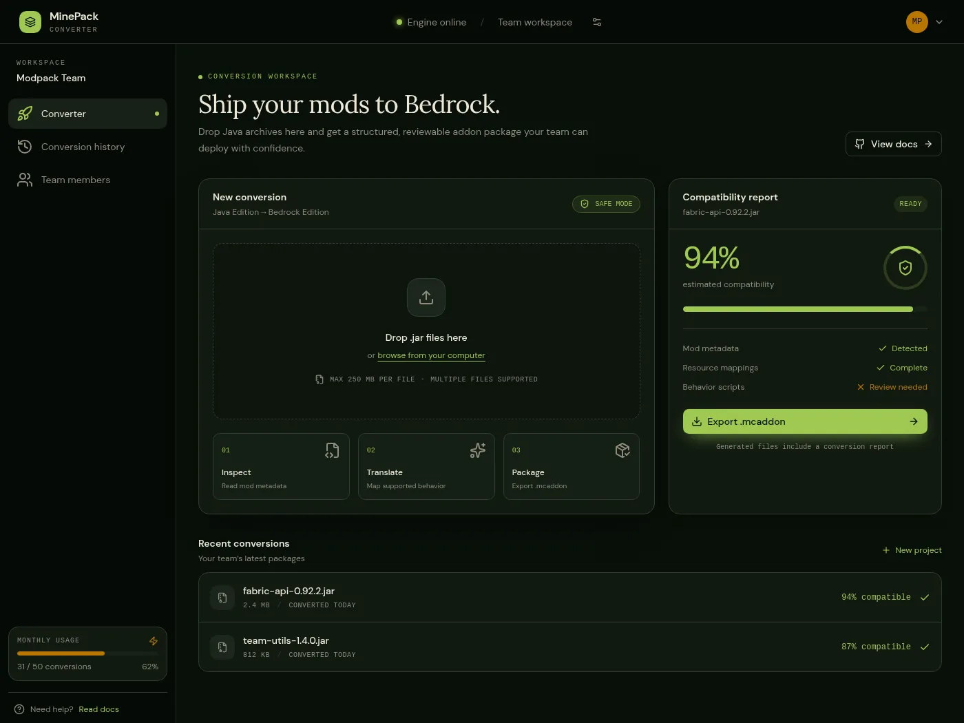 MinePack Converter