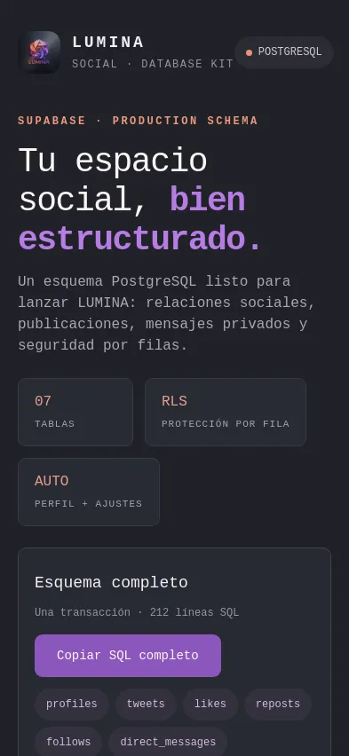 Lumina Social DB Schema