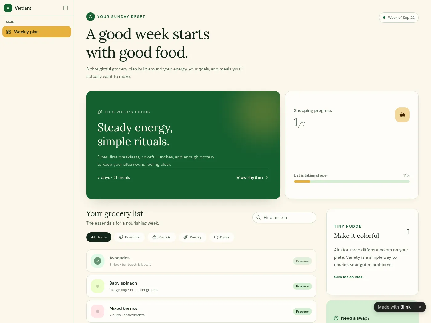 Healthy Grocery Planner