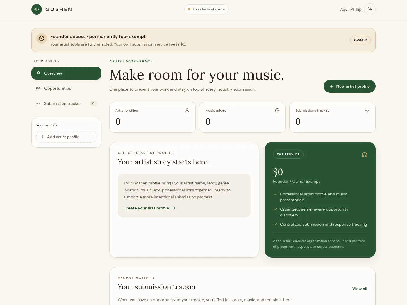 Goshen Music Submission Platform